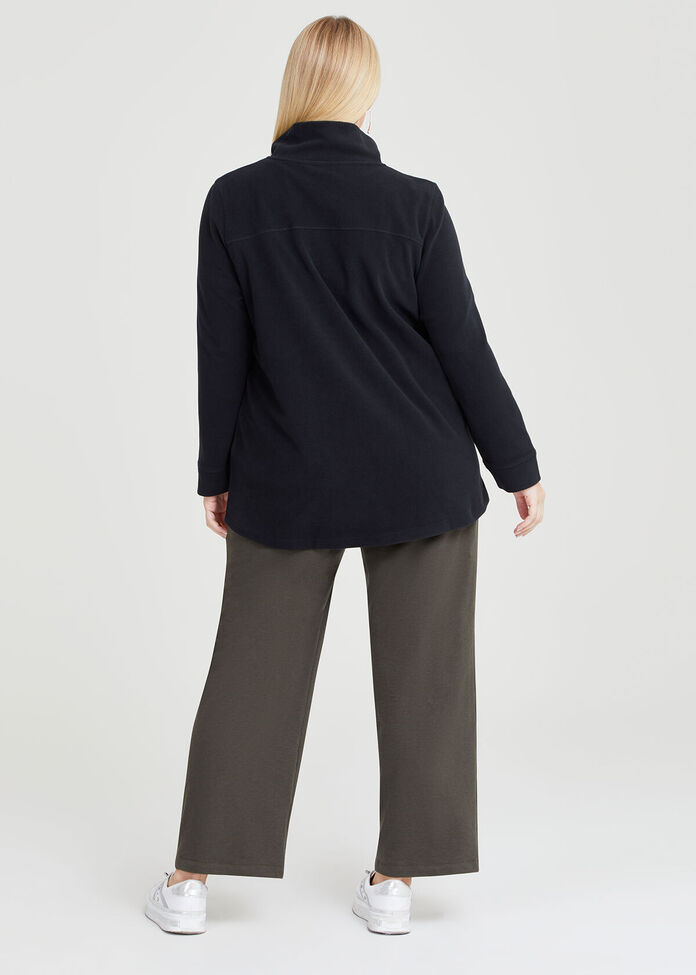 Plus Size Polar Fleece Black Women's 1/2 Zip Tops | Taking Shape AU
