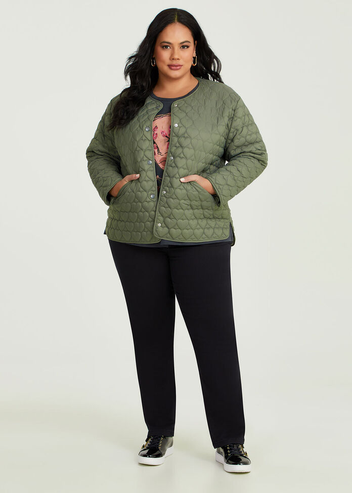 Shop Plus Size Quilted Heart Puffer Jacket, Green | Taking Shape NZ