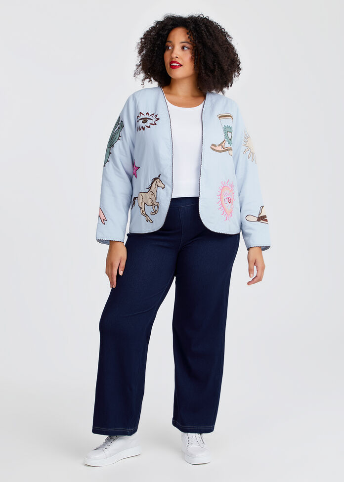 Shop Plus Size Cotton Western Icon Jacket, Blue | Taking Shape AU