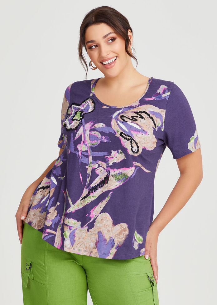 Shop Plus Size Iris Cotton Modal Slub Top, Multi | Taking Shape NZ