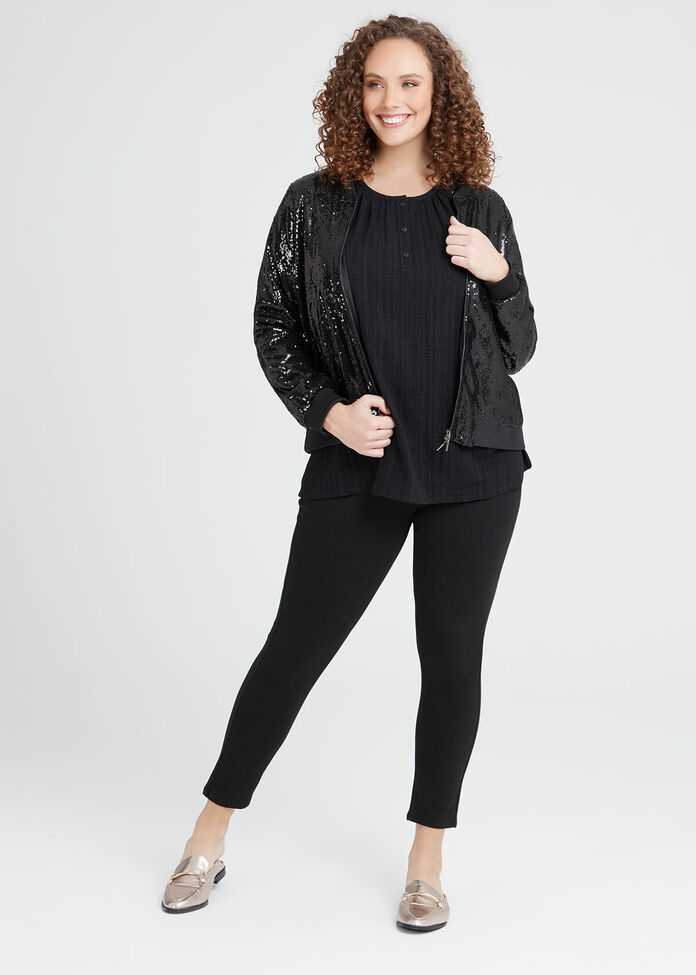 Shop Plus Size Sequin Bomber Jacket, Black | Taking Shape NZ