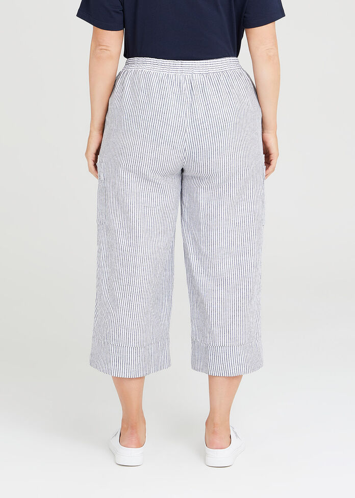 Shop Plus Size Linen Blend Stripe Crop Pant, Multi | Taking Shape AU