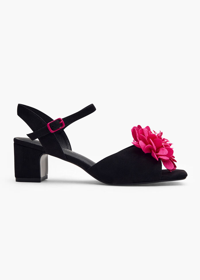 Shop Black Flower Block Heel | Comfortable Shoes | Taking Shape AU