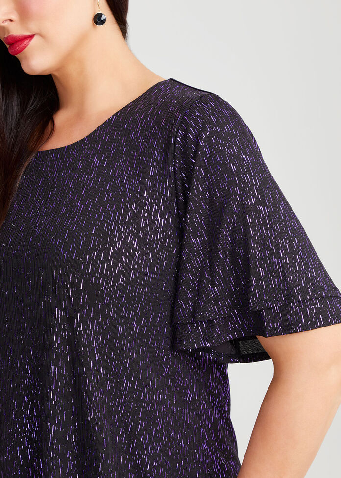 Shop Plus Size Anna Foil Printed Evening Top, Black | Taking Shape NZ