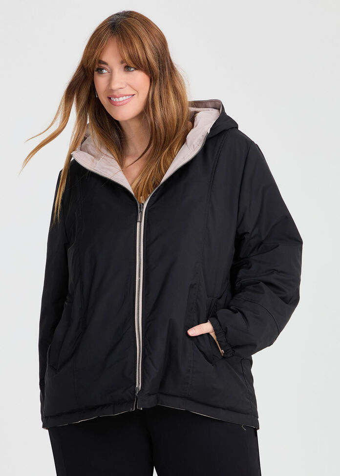 Shop Plus Size Reversible Shower Resist Ari Jacket, Black | Taking Shape AU