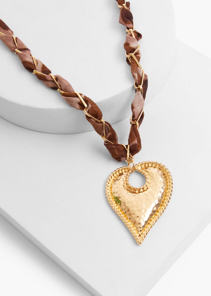 Shop Fabric & Charms Long Necklace in Brown | Accessories | Taking Shape IE