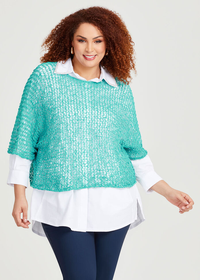 Shop Plus Size Boucle Gauze Knit Over Top in Green | Taking Shape AU