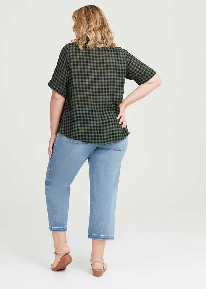 Shop Plus Size Natural Gingham Top, Green | Taking Shape AU