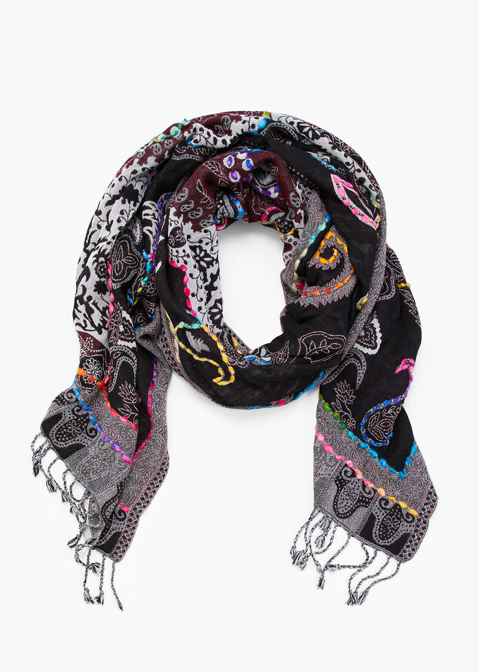 Shop Black Embroidered Scarf | Accessories | Taking Shape AU