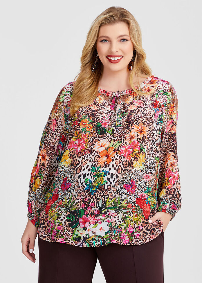 Shop Plus Size Natural Floral Oasis Top, Multi | Taking Shape AU