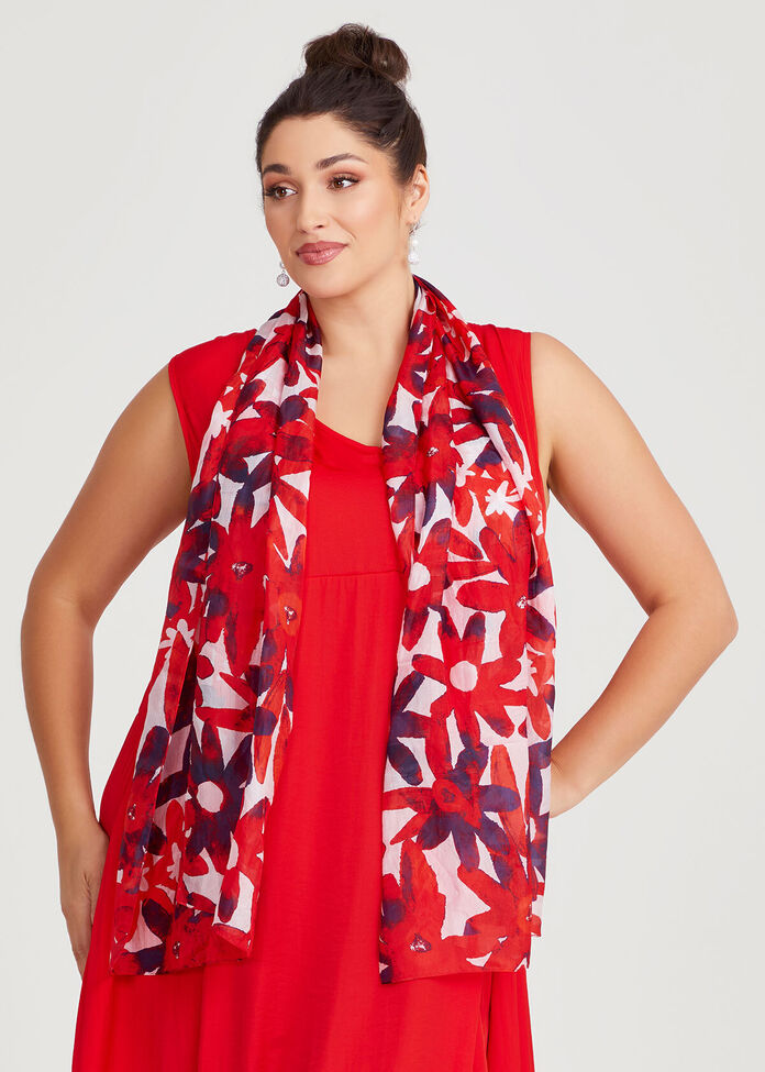 Shop Red Daisy Silk Scarf in Red | Accessories | Taking Shape NZ