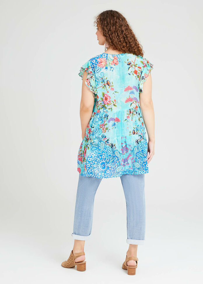 Natural Japanese Garden Tunic in Print, Sizes 12-30 | Taking Shape NZ