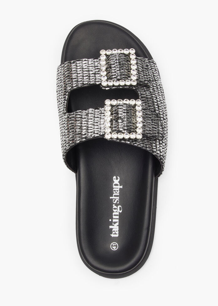 Shop Black Raffia Slide Sandal | Comfortable Shoes | Taking Shape AU