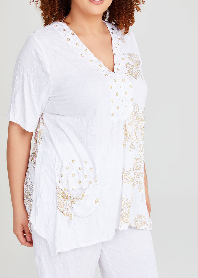 Shop Plus Size Foil Spliced Bamboo Tunic, Multi | Taking Shape AU