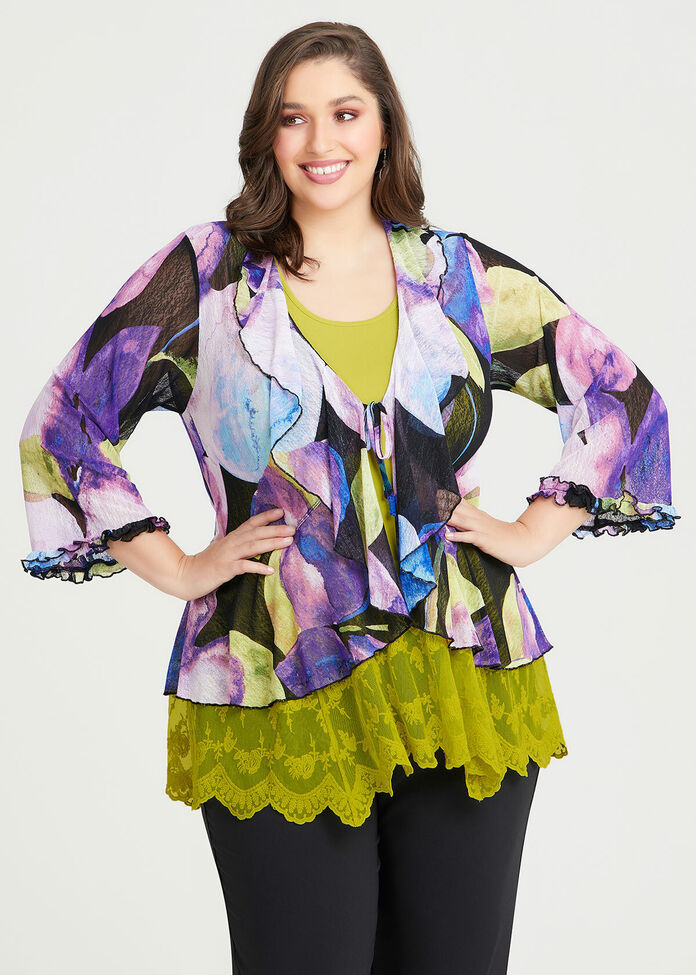 Shop Plus Size Floral Short Mesh Cardigan in Multi | Taking Shape AU