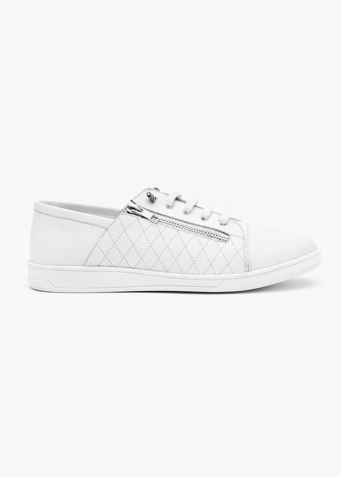 Shop White Leather Side Zip Sneaker | Comfortable Shoes | Taking Shape AU
