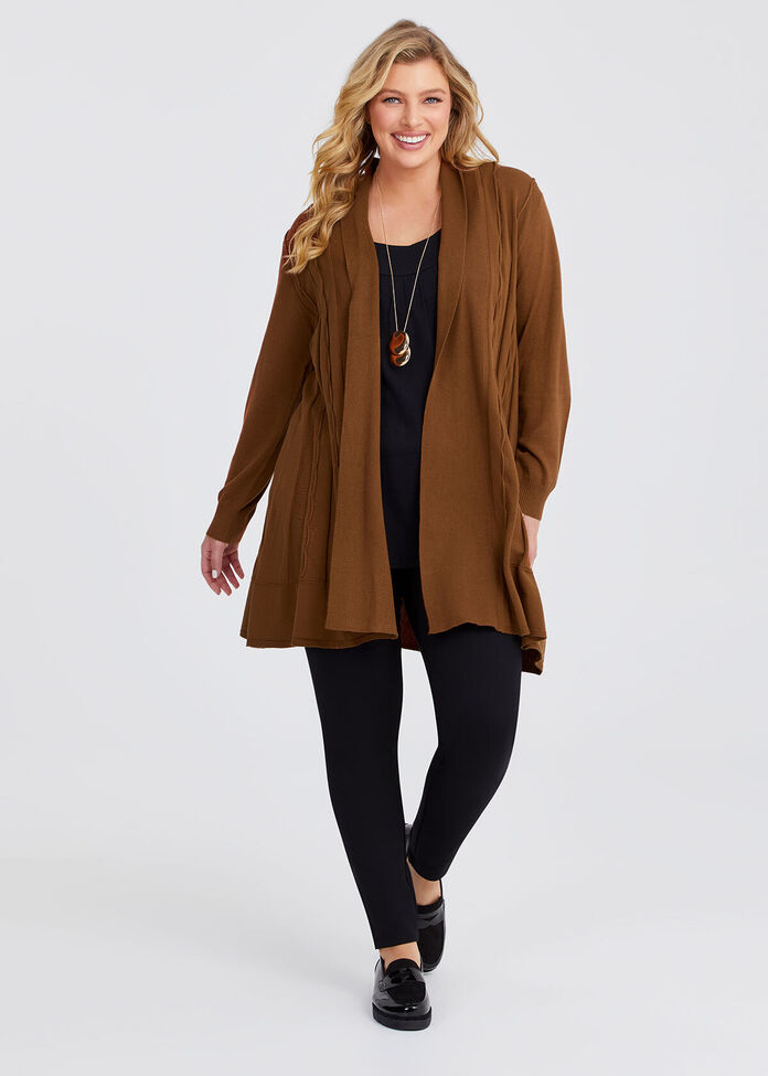 Shop Plus Size Lettuce Edge Bamboo Knit Cardigan, Brown | Taking Shape NZ