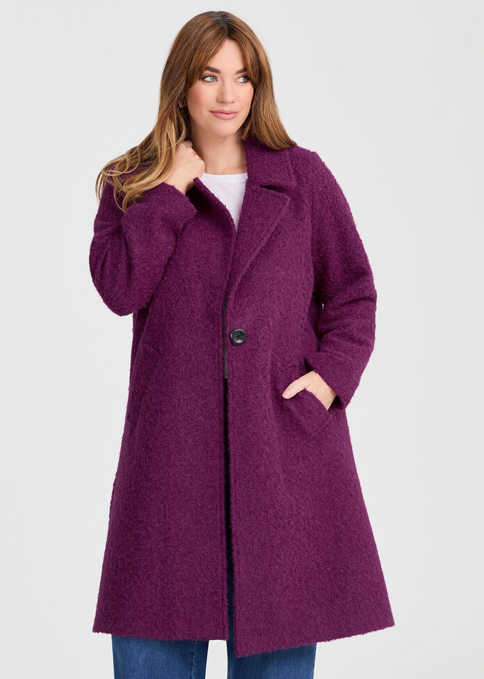 Shop Plus Size Cocoon Longline Coat, Purple | Taking Shape NZ