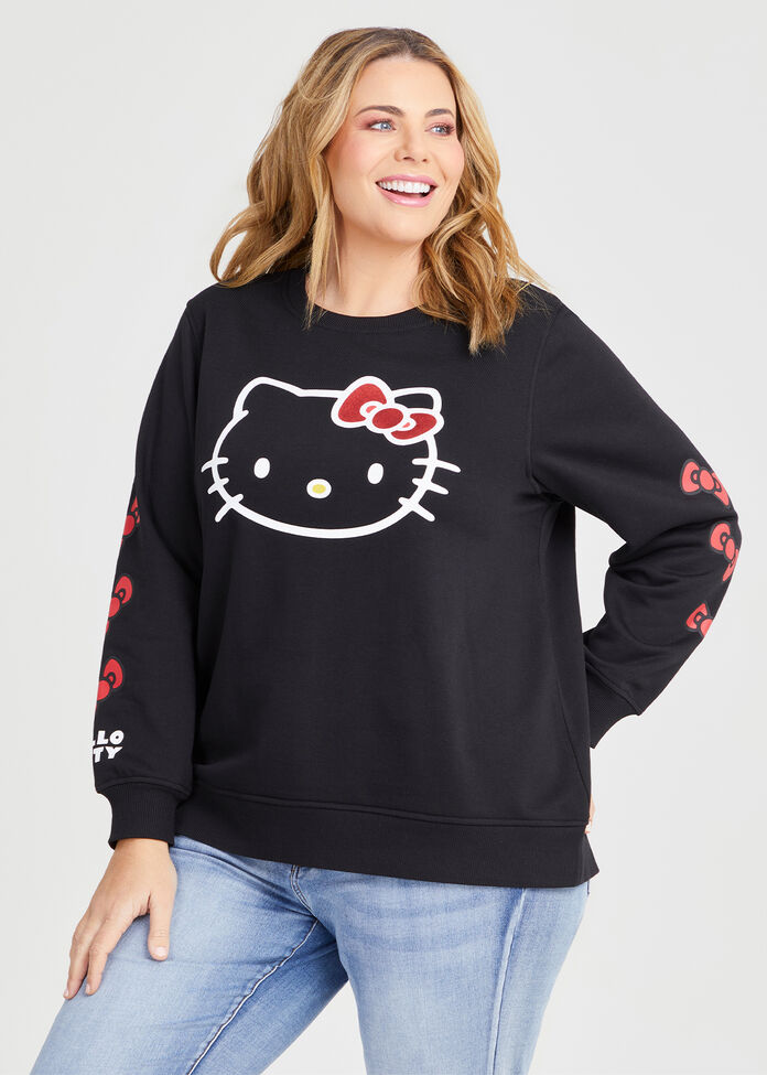 Shop Plus Size Hello Kitty Black Sweatshirt, Black | Taking Shape AU