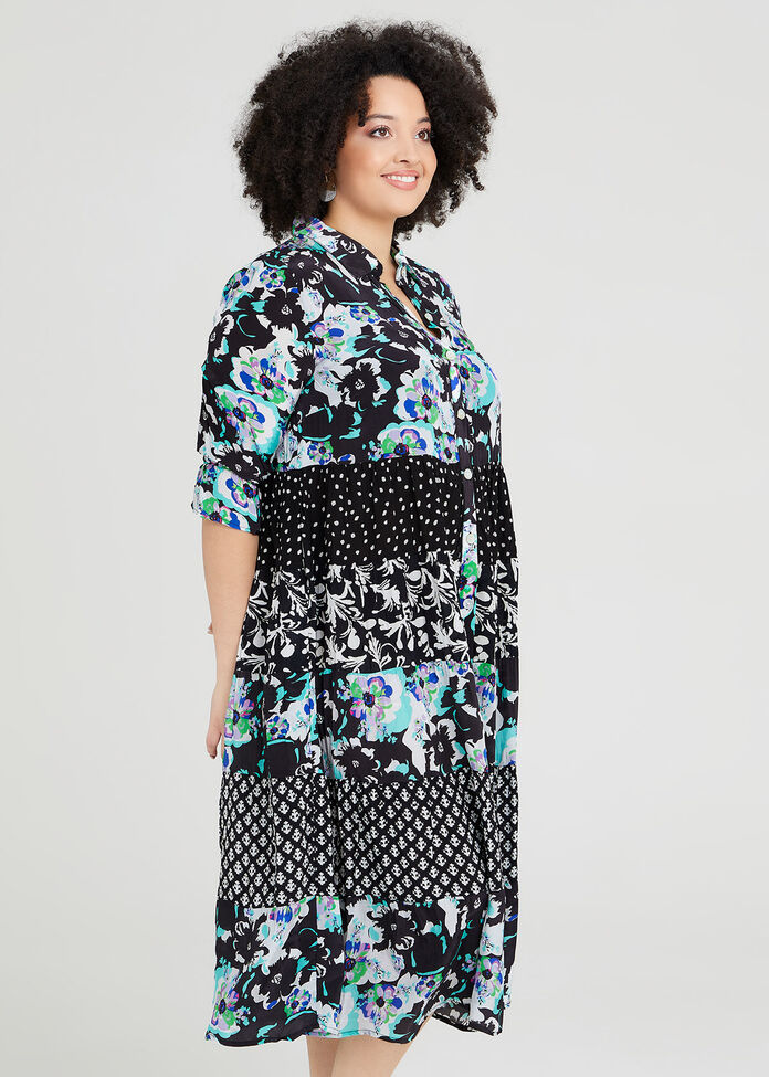 Shop Plus Size Natural Tiered Glam Shirt Dress, Multi | Taking Shape AU