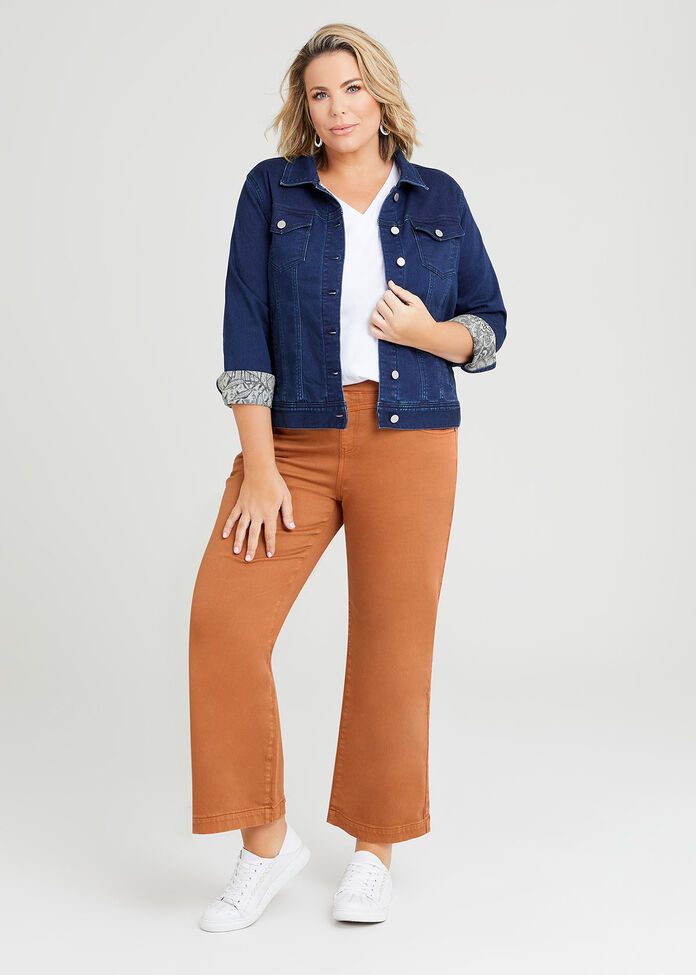 Shop Plus Size Inside Print Denim Jacket, Blue | Taking Shape AU