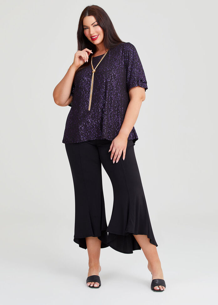 Shop Plus Size Anna Foil Printed Evening Top, Black | Taking Shape NZ
