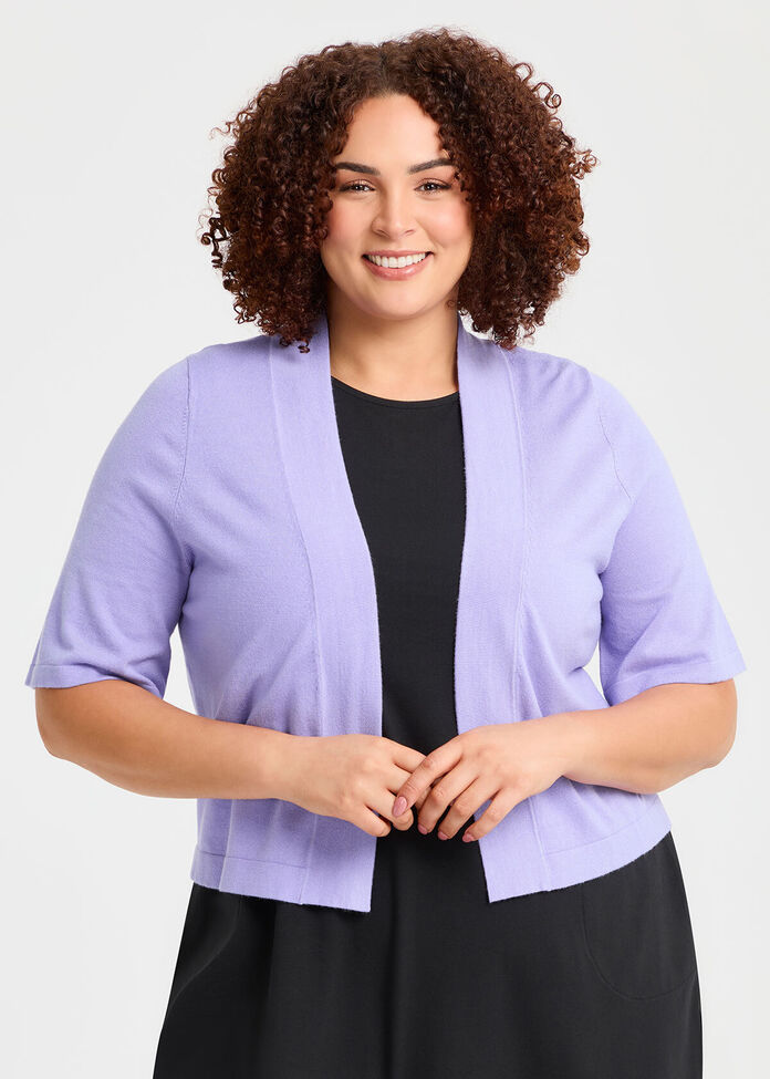 Shop Plus Size Jessie Crop Natural Cardigan, Purple | Taking Shape NZ