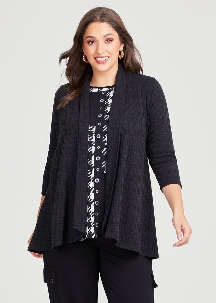 Shop Plus Size Rib Knit Swing Cardigan, Black | Taking Shape AU