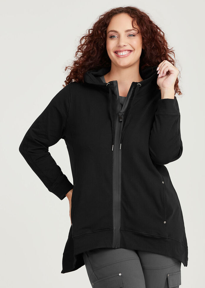 Shop Plus Size Active Asymmetric Hem Jacket, Black | Taking Shape UK