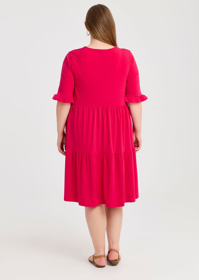 Shop Plus Size Short Sleeve Luna Tier Dress, Red | Taking Shape NZ