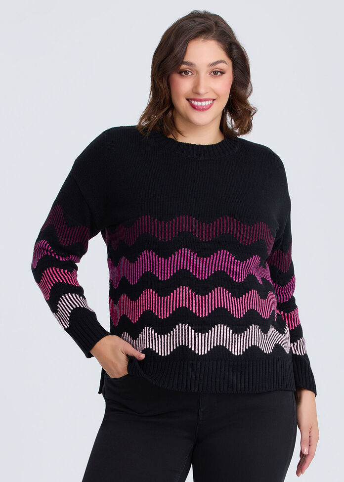 Shop Plus Size Waves Stripe Jumper, Black | Taking Shape AU