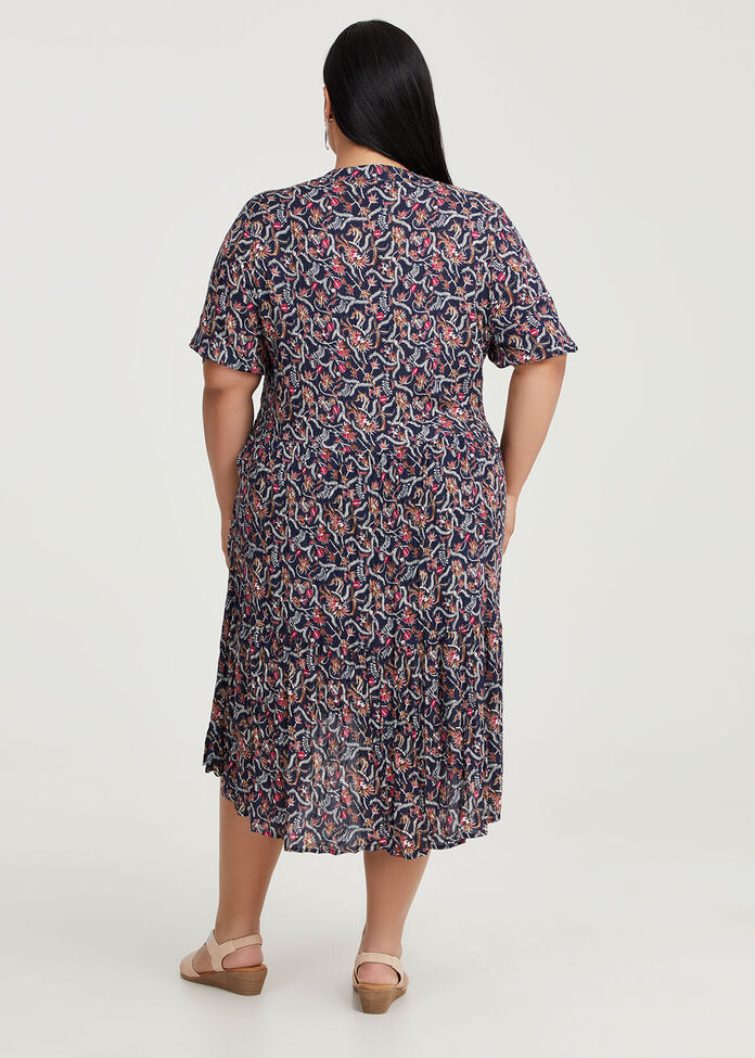 Plus Size Midi Print Dress | Navy & Pink | Taking Shape AU