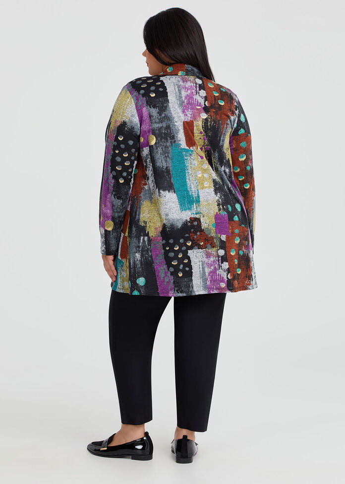 Shop Plus Size Paintbrush Foil Snug Cardigan, Multi | Taking Shape NZ