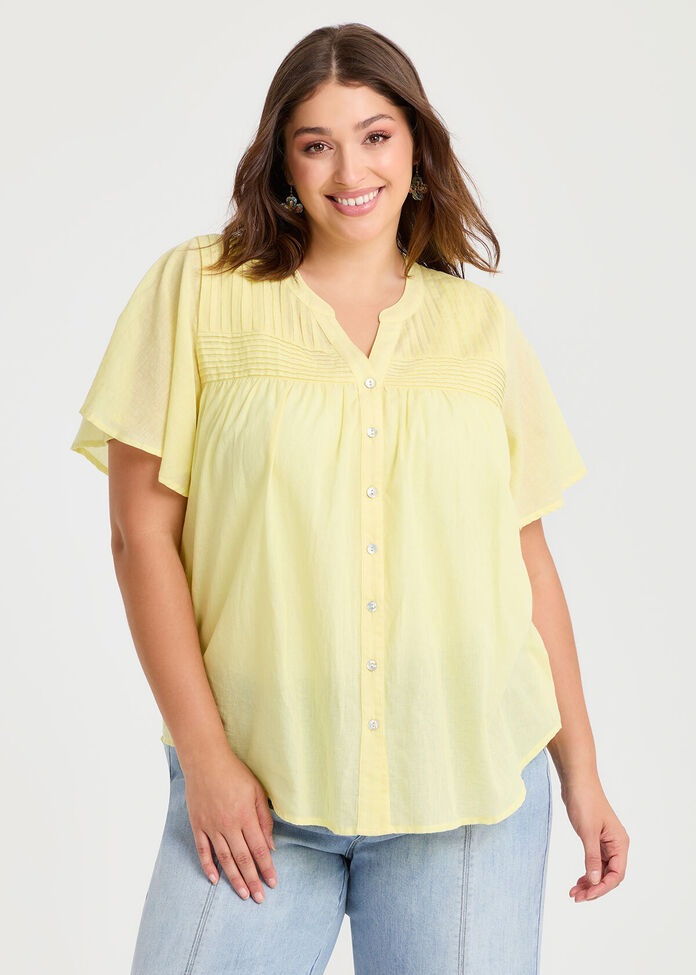 Shop Plus Size Cotton Pintuck Yoke Top, Yellow | Taking Shape AU