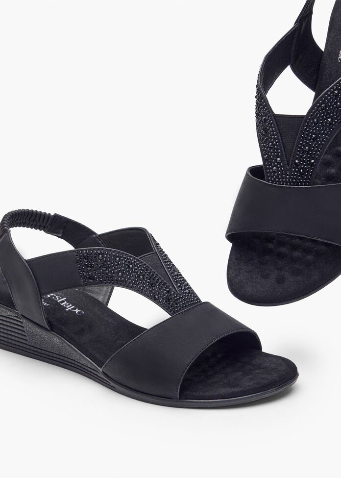 Black Elastic Wedge Sandals for Women | Taking Shape AU