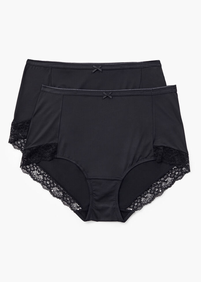 Shop Plus Size 2Pk Micro Lace Trim Briefs, Black | Taking Shape AU