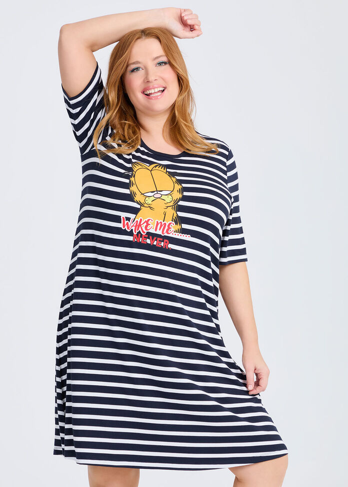 Shop Plus Size Garfield Stripe Nightie, Multi | Taking Shape UK