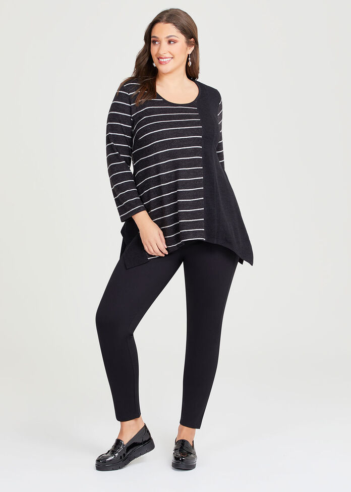 Shop Plus Size Stripe Spliced Snug Top, Black | Taking Shape AU