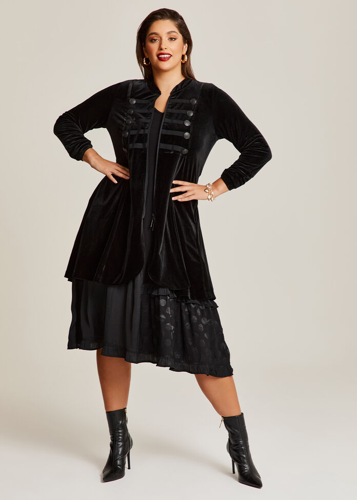Shop Plus Size Velour Military Detail Cardigan, Black | Taking Shape AU