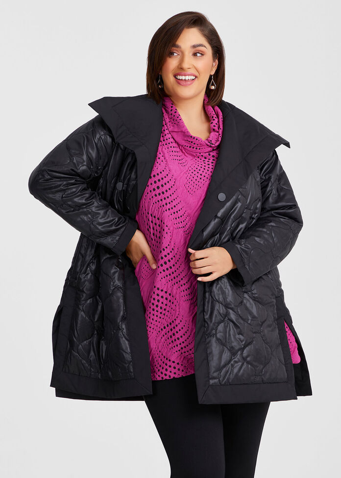 Plus Size Women's Reversible Ivy Puffer Jacket Black | Taking Shape NZ