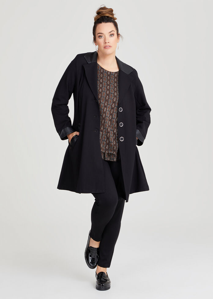 Shop Plus Size Bamboo Ponte And Faux Leather Jacket Black Taking Shape Au