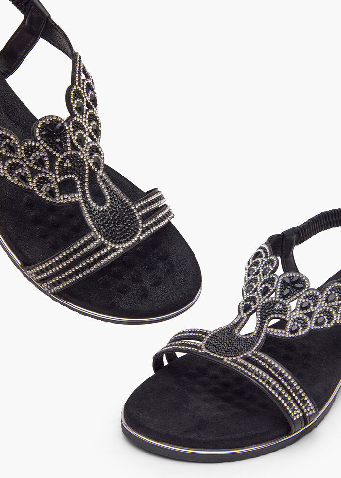 Bling Detail Black & White Flex Sandals | Taking Shape NZ