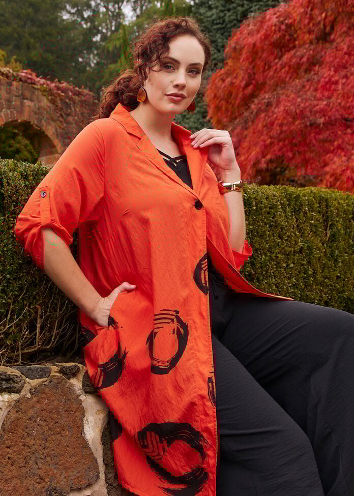 Shop Plus Size Borderline Natural Duster, Orange | Taking Shape NZ