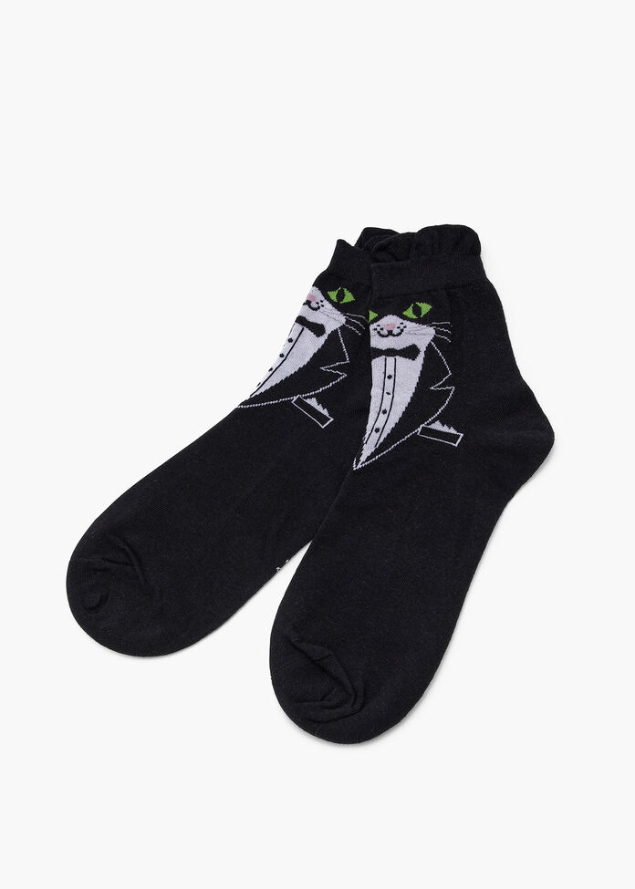 Shop Tuxedo Cat Cotton Ankle Socks in Black | Accessories | Taking Shape AU