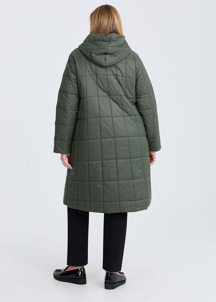 Shop Plus Size A Line Hooded Puffer Jacket, Green | Taking Shape AU