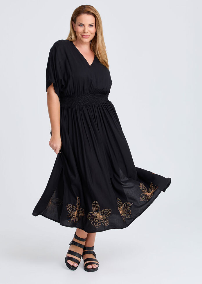 Shop Plus Size Natural Raya Embroidery Dress, Black | Taking Shape AU