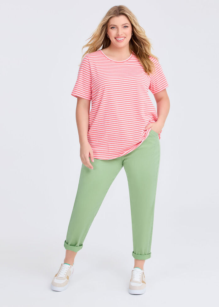 Shop Plus Size Good Earth Australian Cotton Stripe T-shirt, Pink ...