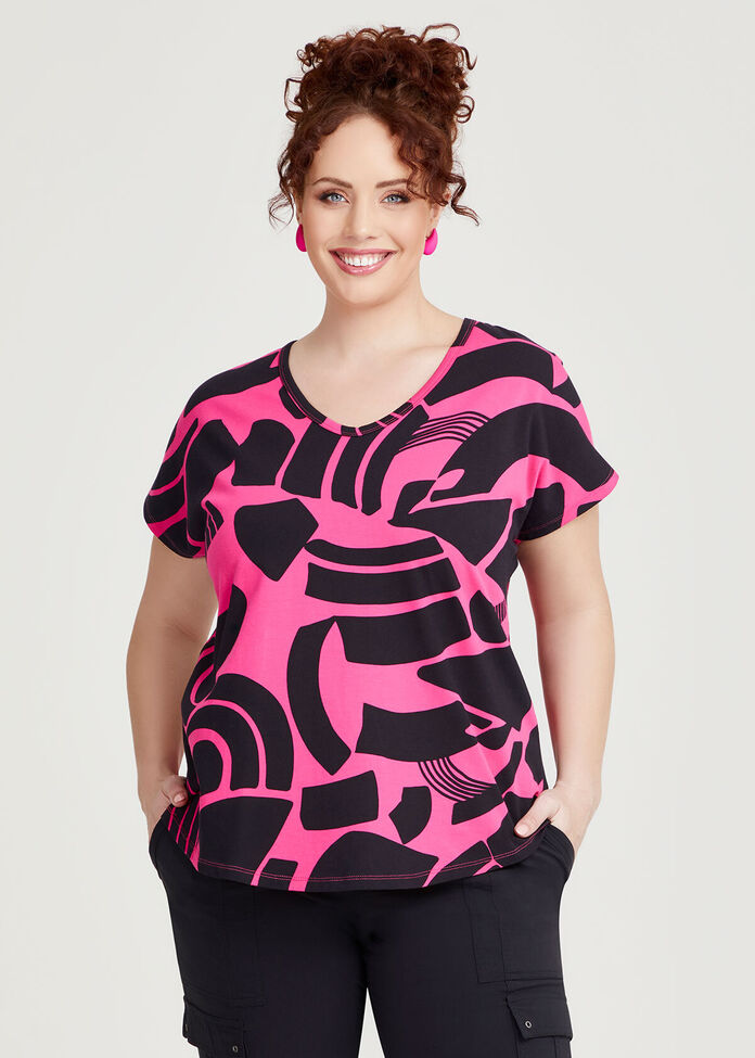 Shop Plus Size Cotton Geo Print Top, Orange | Taking Shape AU