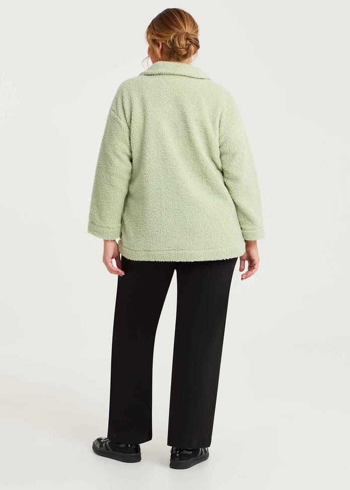 Shop Plus Size Teddy Zip Through Jacket, Green | Taking Shape AU