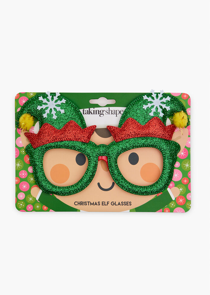 Christmas Elf Glasses in Sparkly Green & Red | Taking Shape NZ